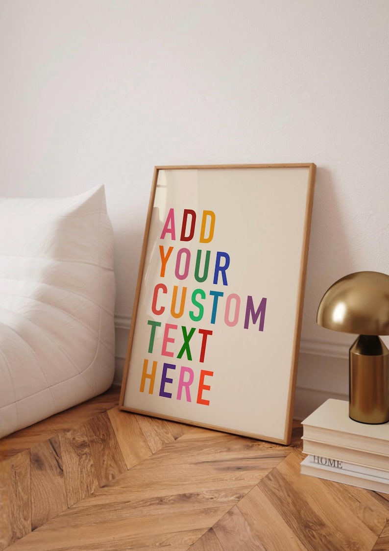 Custom Text Print, Unframed Art, Bold and Bright Funky Colours ...