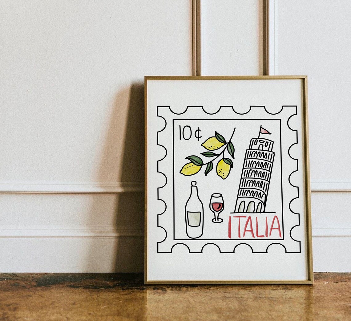 Italy Vintage Stamp Poster, Digital Download, Vespa Art, Travel Art ...