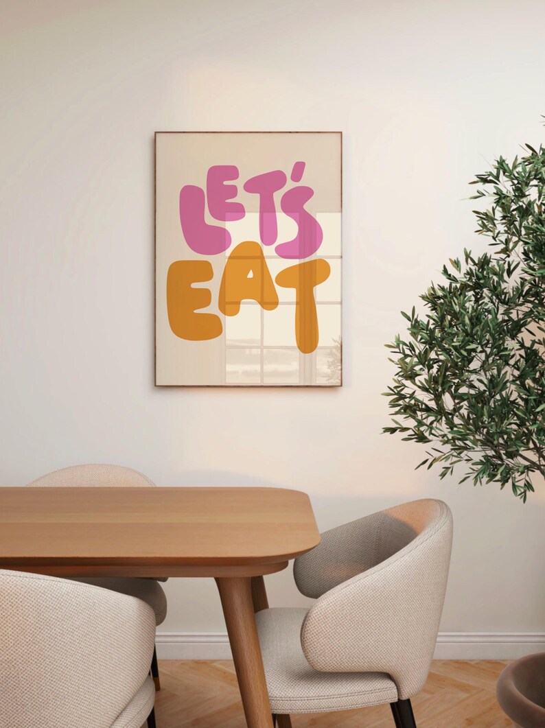 Let’s Eat Word Print, Digital Download, Kitchen Typography, Quotes ...