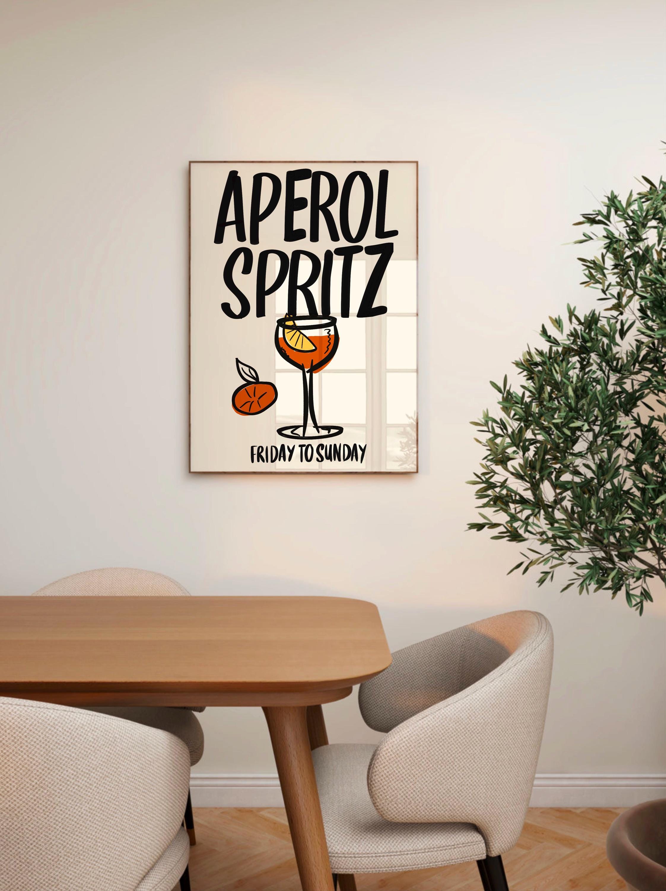 Aperol Spritz Print, Digital Download, Bold Kitchen Posters, Trendy ...