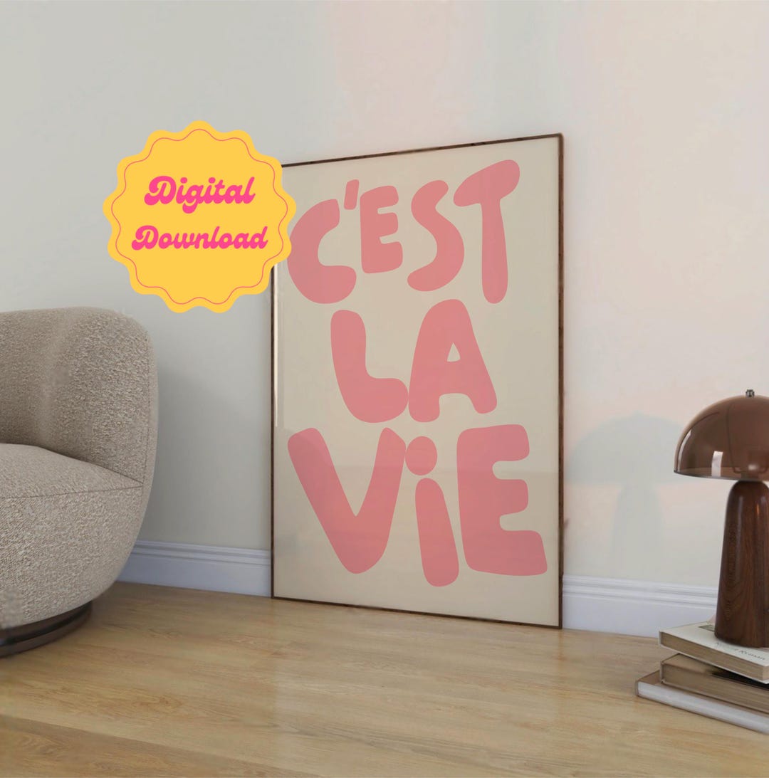Cest La Vie Word Print, Unframed Art, French Typography, Quotes, Wall ...