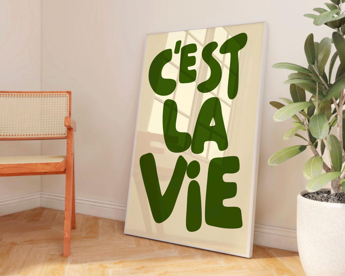 C’est La Vie Word Print, Digital Download French Typography, Quotes ...