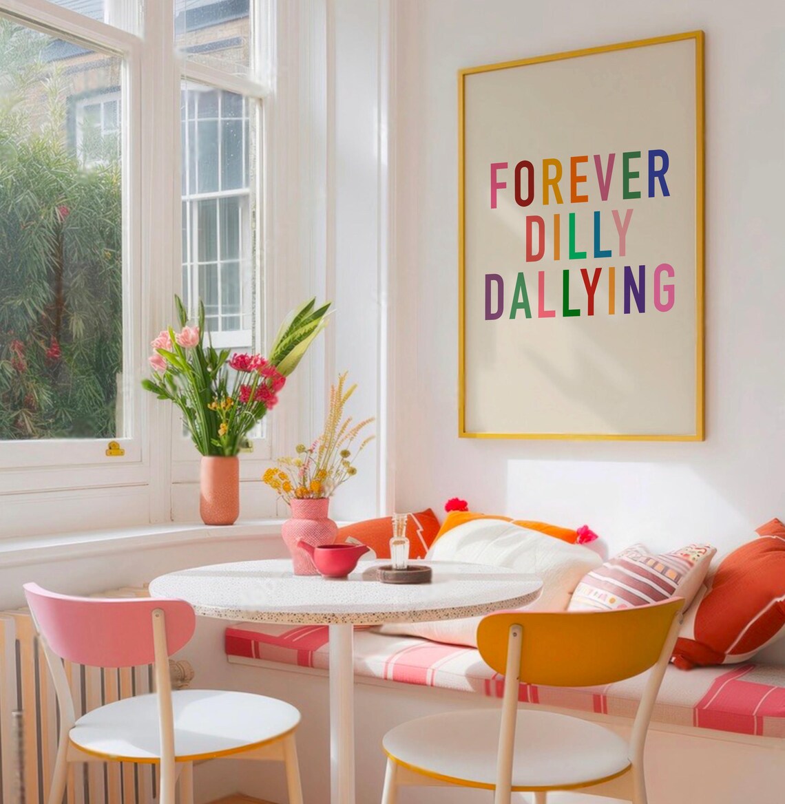 Forever Dilly Dallying Print, Unframed Art, Teen Dopamine Decor, Preppy ...
