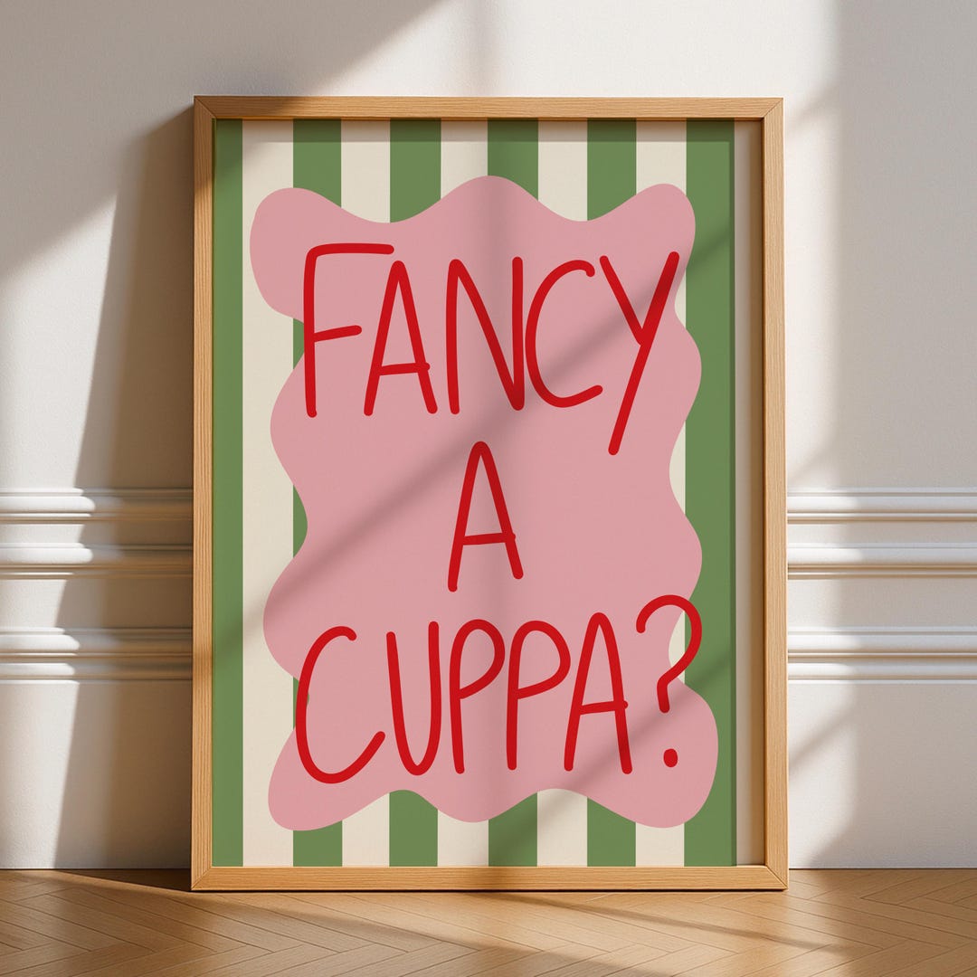 Fancy A Cuppa? Print, Unframed Art, Bold Funky Kitchen Poster ...