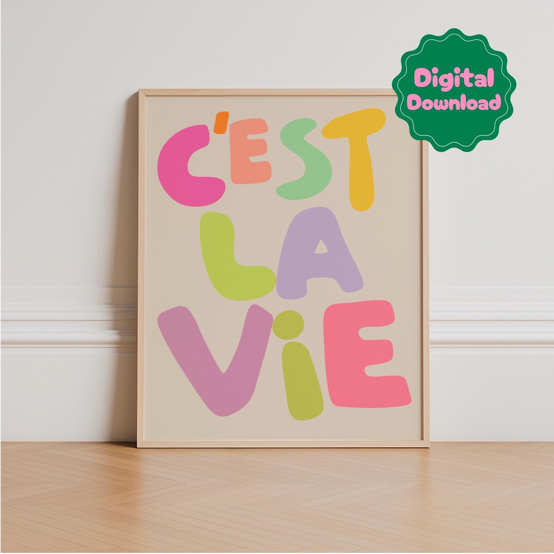 C’est La Vie Word Print, Digital Download, French Typography, Quotes ...