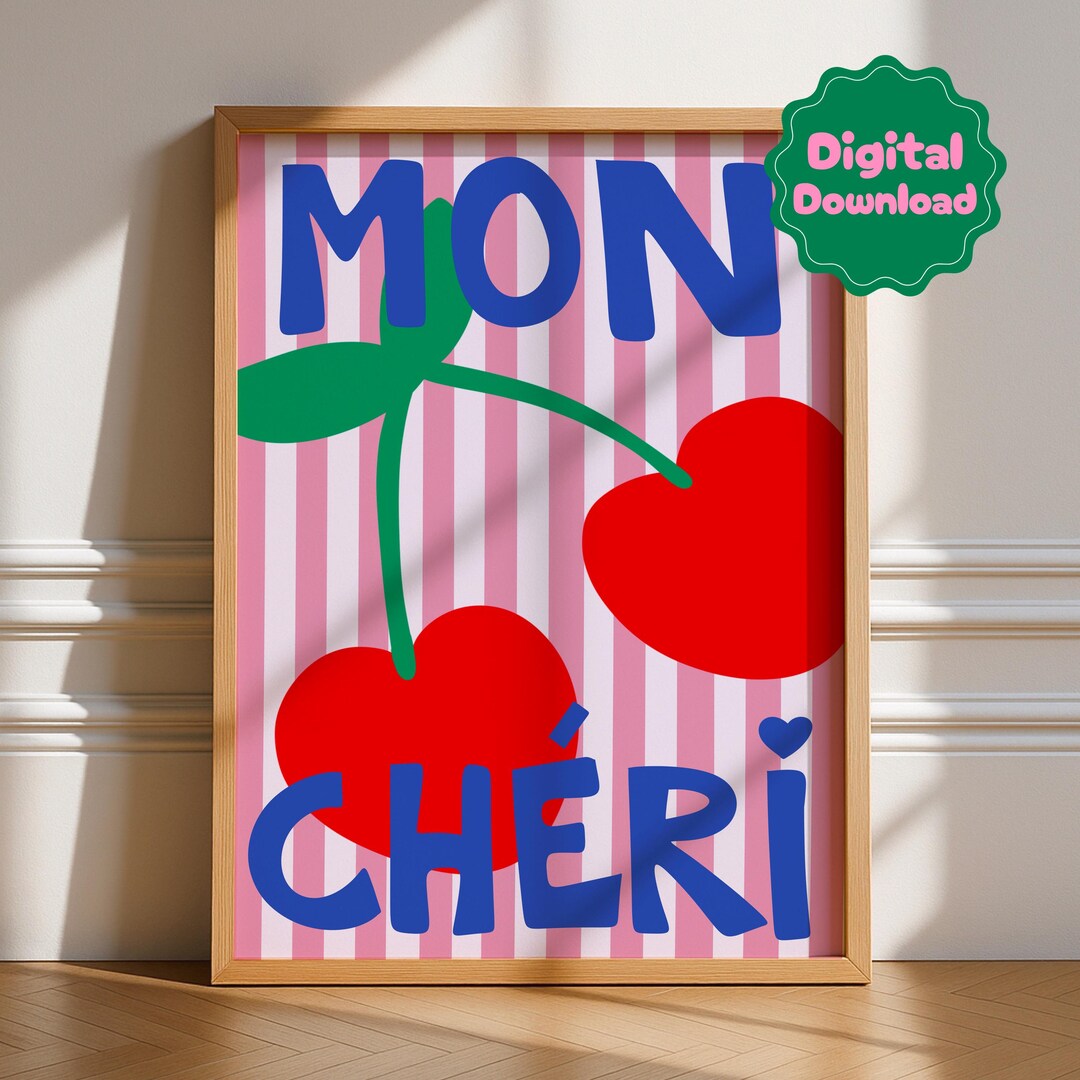 Mon Chéri Print, Digital Download, Kitchen Wall Decor, French ...