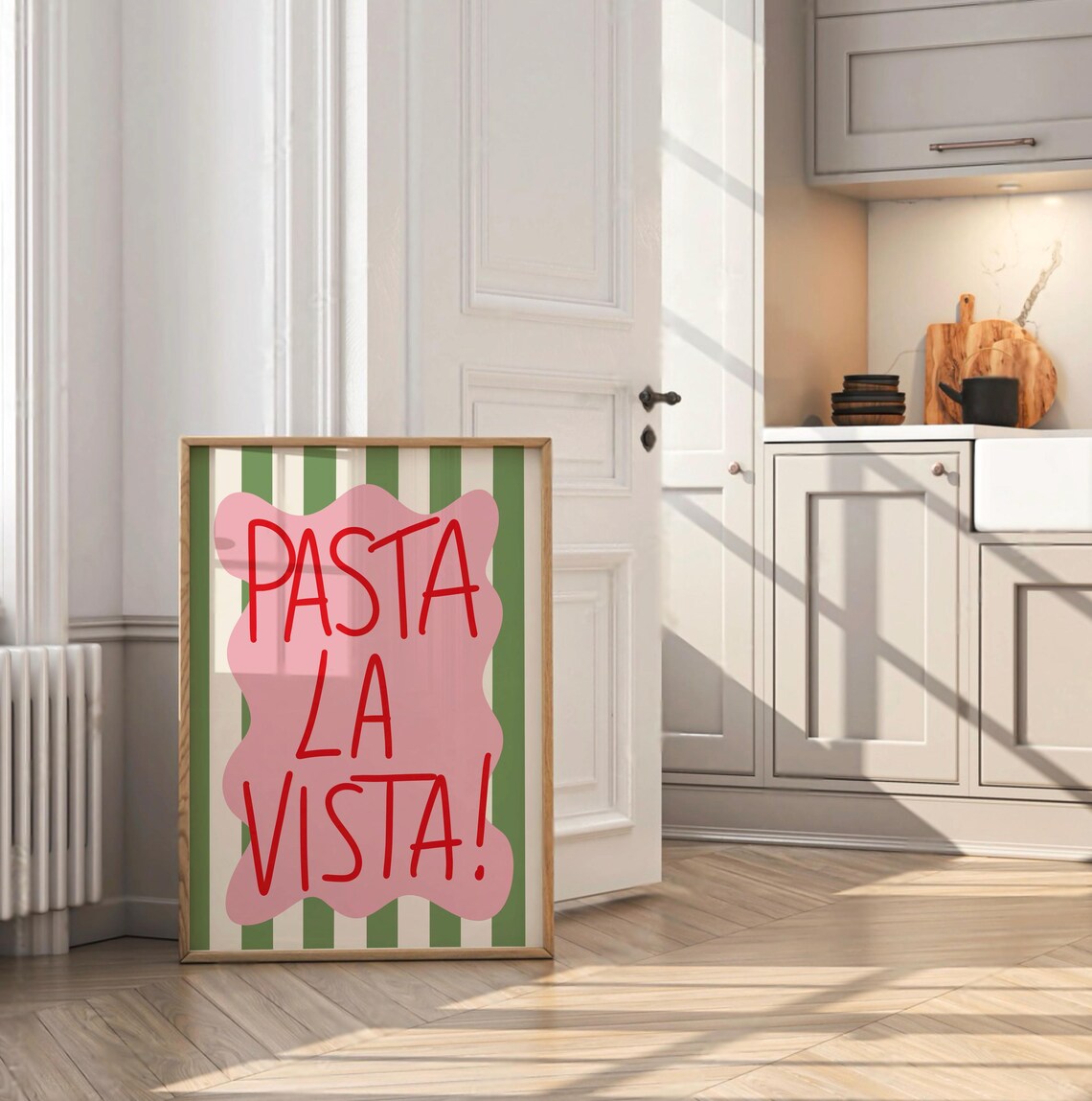 Pasta La Vista Print, Unframed Art, Bold Funky Kitchen Poster ...