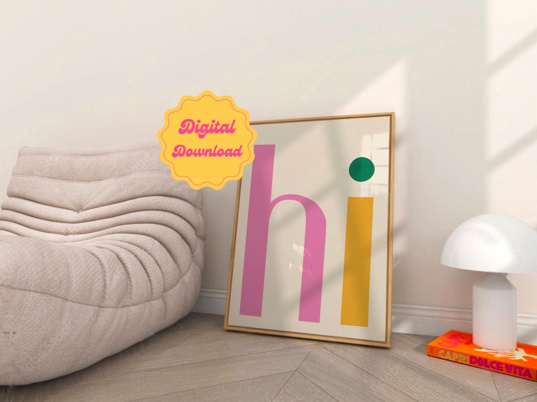 Hi Word Print, Typography Poster Art, Quotes, Simple, Hello, Digital ...