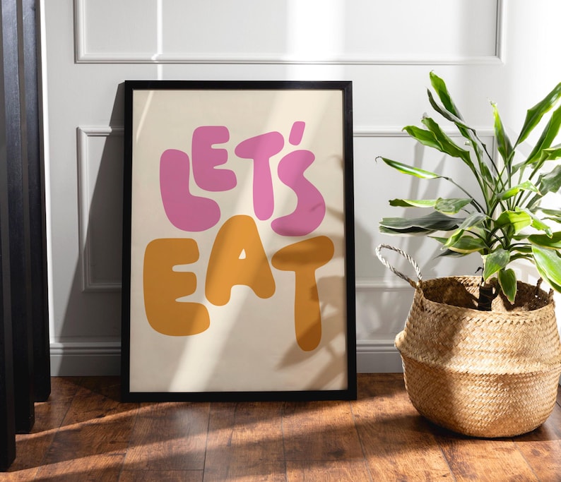 Let’s Eat Word Print, Digital Download, Kitchen Typography, Quotes ...