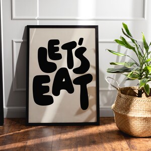 Let’s Eat Word Print, Digital Download, Kitchen Typography, Quotes ...