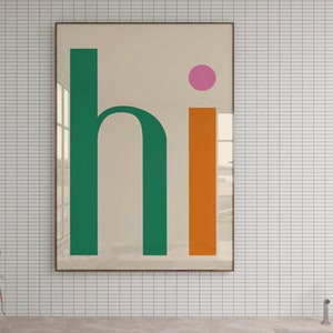 Hi Word Print, Typography Poster Art, Quotes, Simple, Hello, Digital ...
