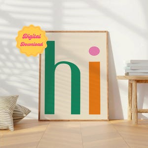 Hi Word Print, Typography Poster Art, Quotes, Simple, Hello, Digital ...