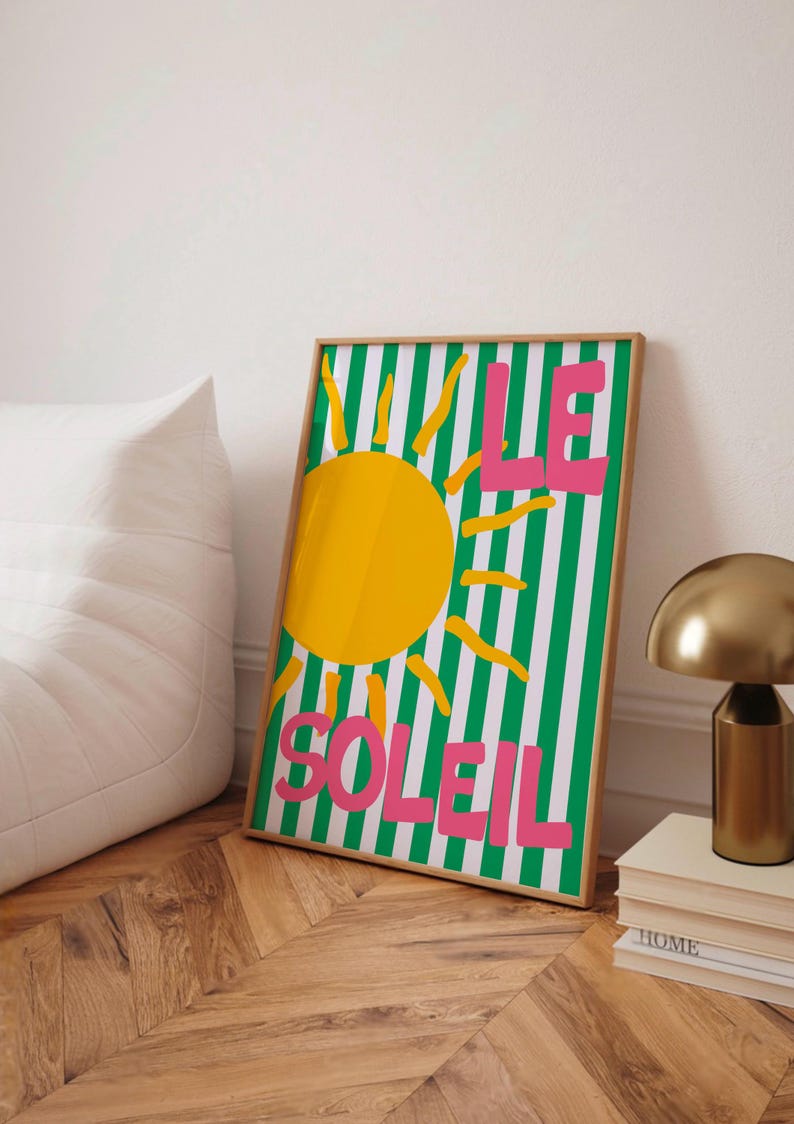 Le Soleil Print, Digital Download, Summer Aesthetic Gallery Wall ...