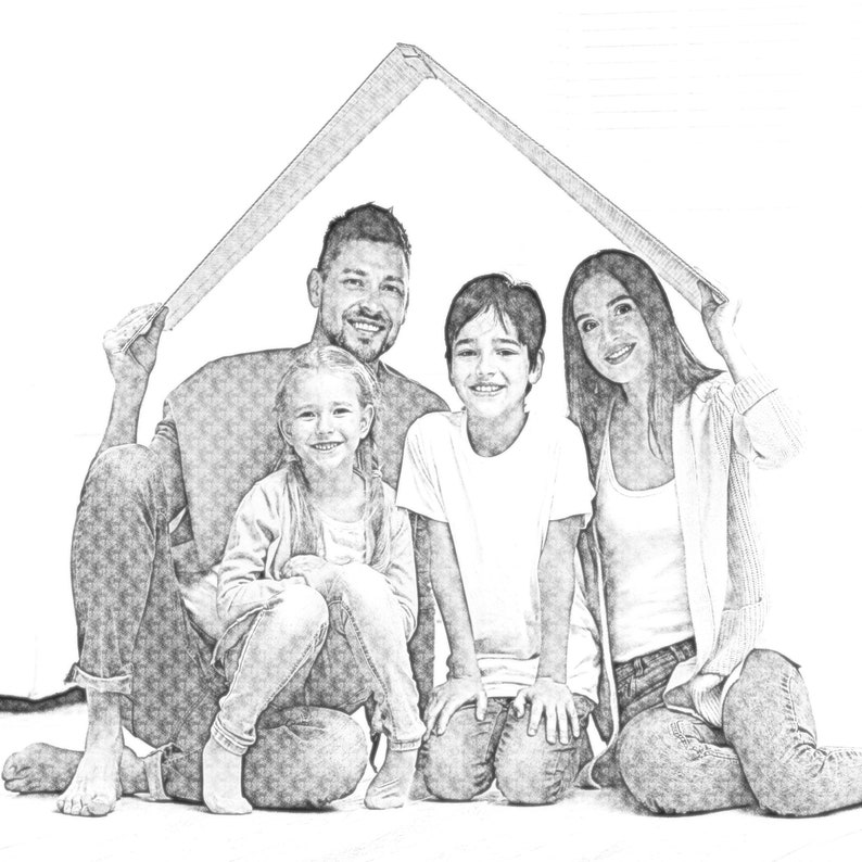 Custom Portrait Drawing Pencil Drawing Combining Different - Etsy