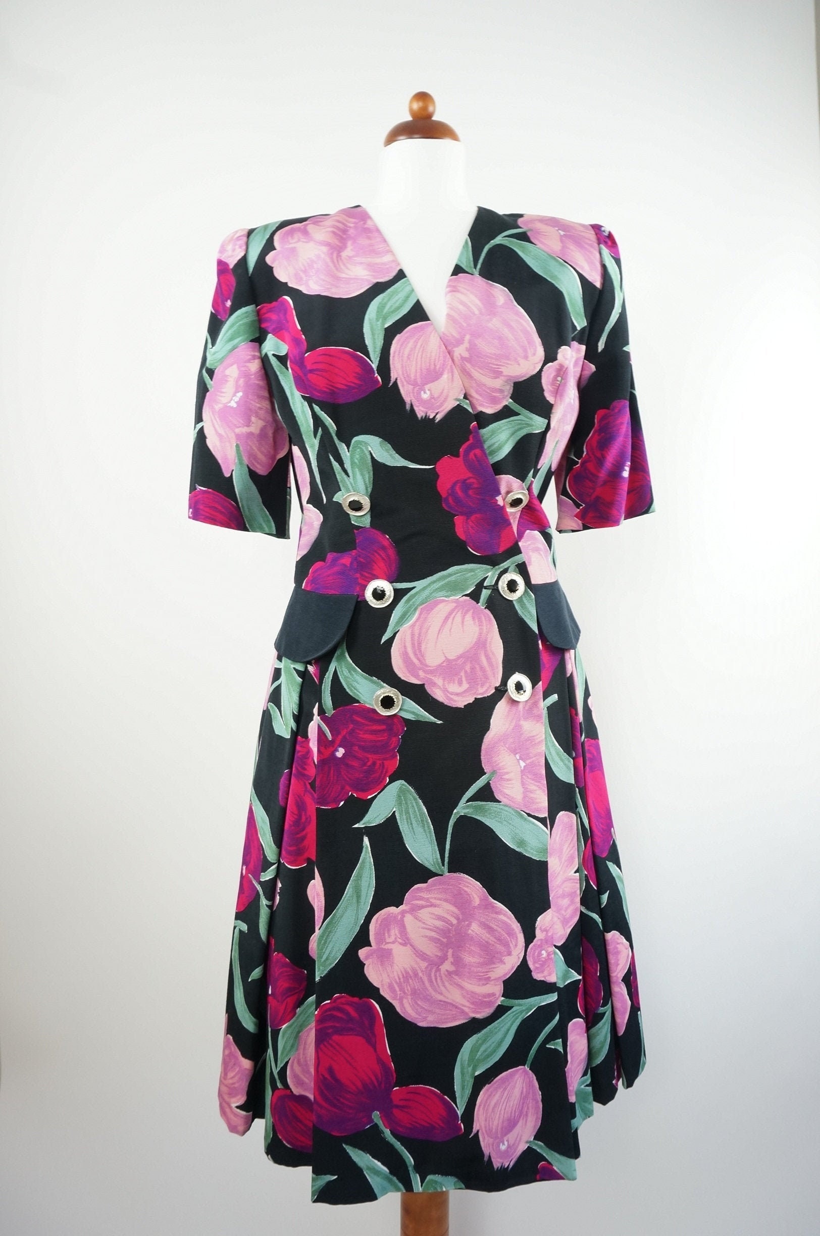 Vintage 80s Flower Dress Summer Florida Made In West Germany E+M ...