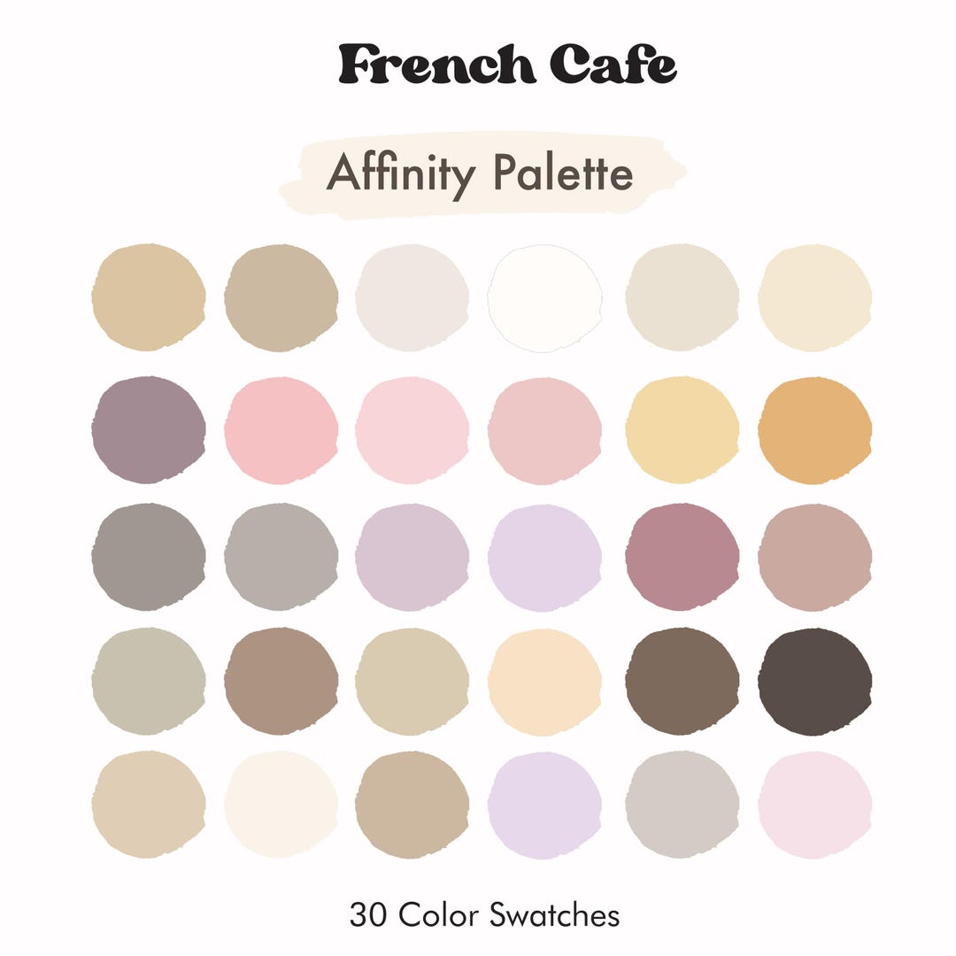 French Café Aesthetic Affinity Color Palette | 30 Soft Neutral Colors ...
