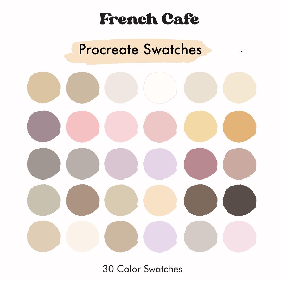 French Café Aesthetic Procreate Color Palette | 30 Soft Neutral ...