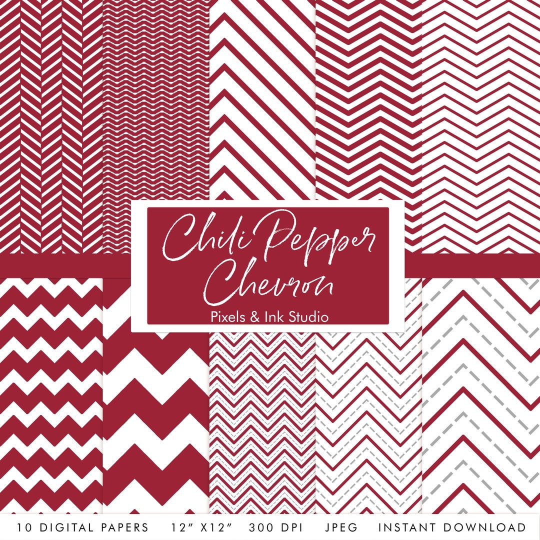 Chili Pepper Red Chevron Digital Paper - Chevron Digital Scrapbook ...