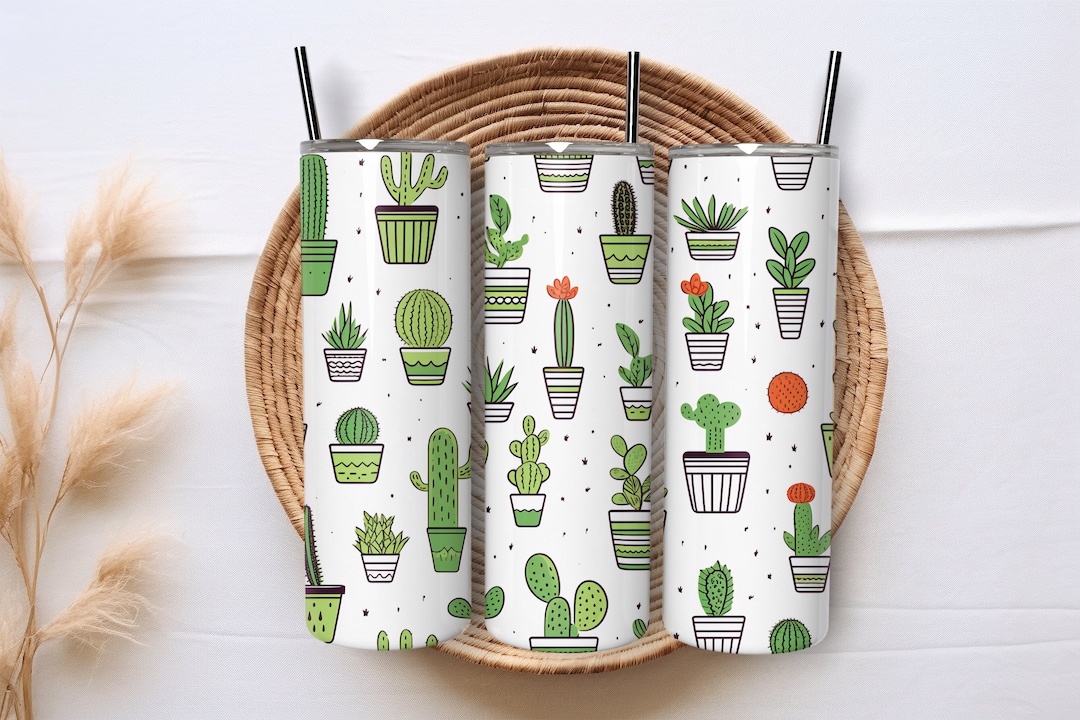 Cactus Tumbler Wrap | Green Tumbler Wrap | Cacti Doodle Tumbler Wrap ...