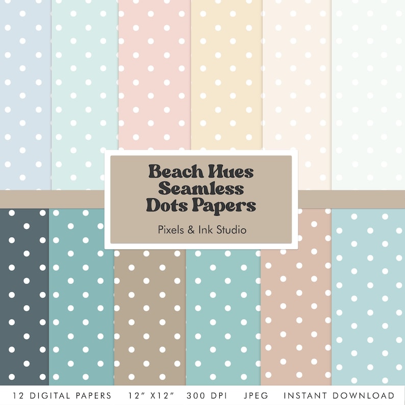 Beach Hues Polka Dots Digital Paper - Dots Digital Scrapbook Paper ...