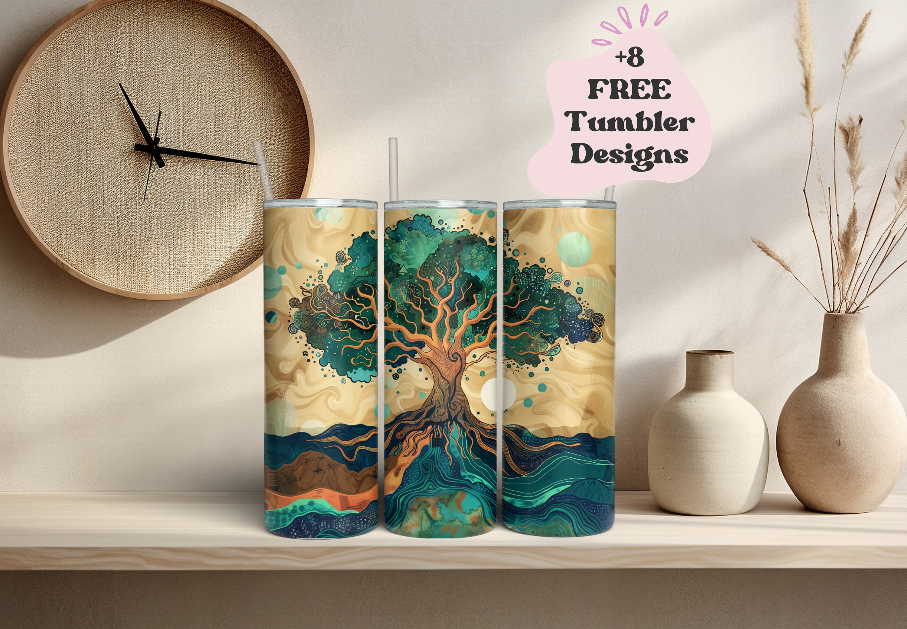 Tree of Life Tumbler Wrap Abstract Tree of Life Tumbler PNG Zen Tree ...