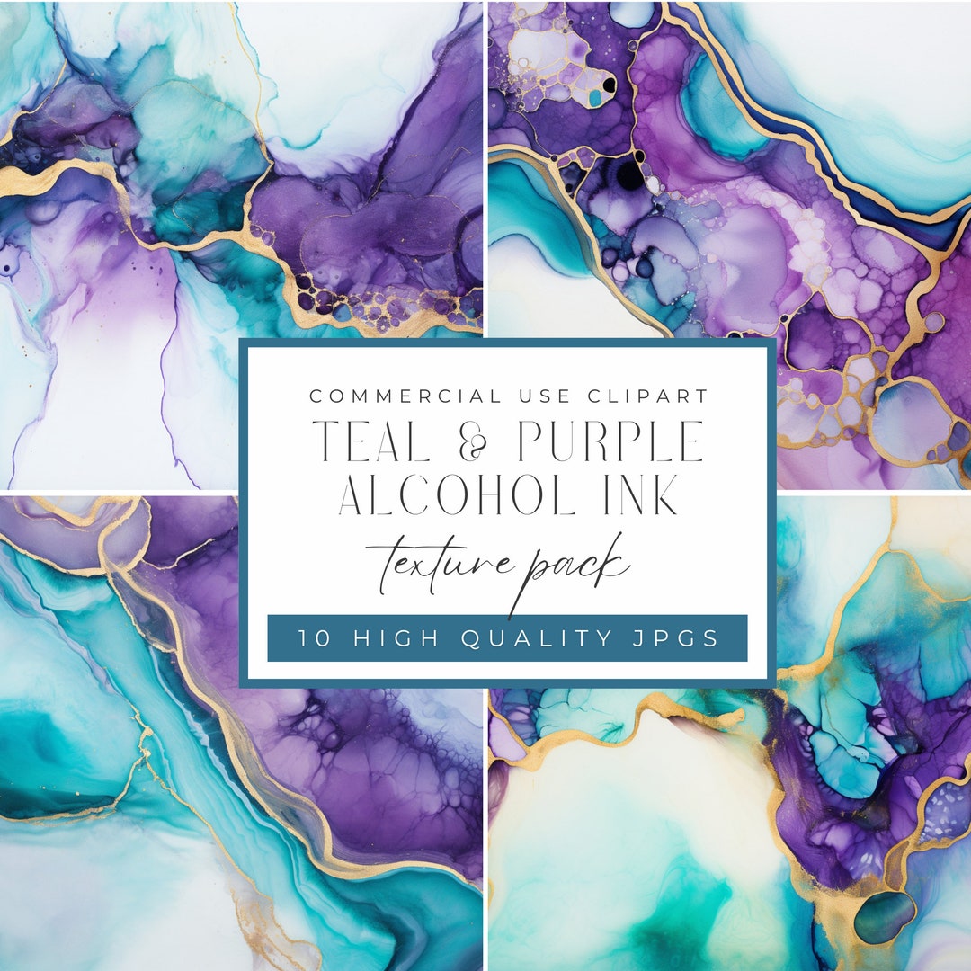 Teal Alcohol Ink Texture, Purple Alcohol Ink Colorful Backgrounds and ...