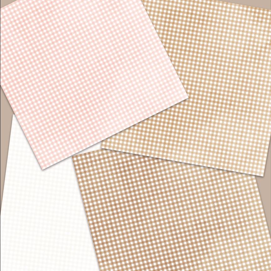 Vanilla Girl Gingham Digital Paper - Neutral Gingham Digital Scrapbook ...