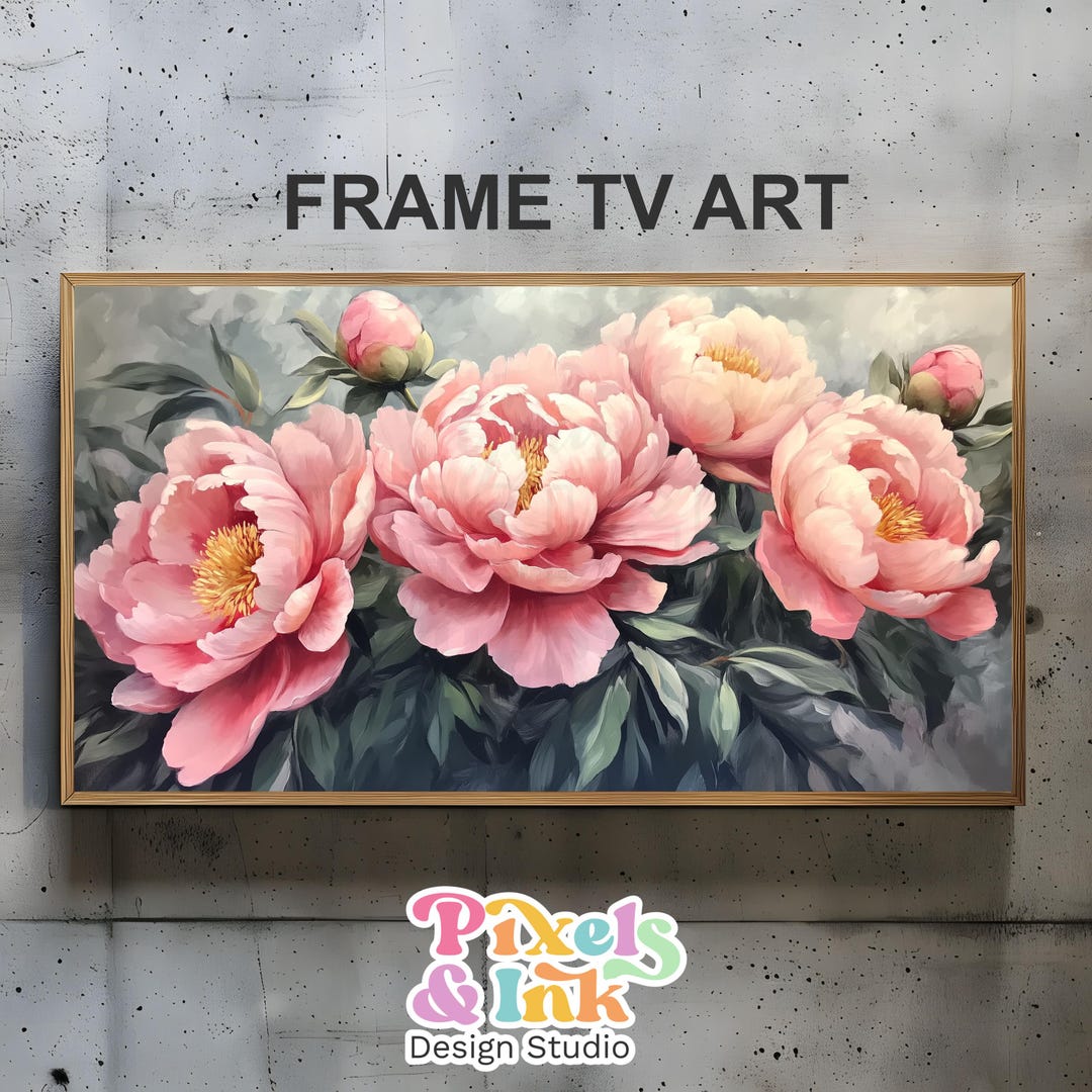 Large Pink Peonies TV Art | Pink Peonies TV Art | Frame TV Art | Pink ...