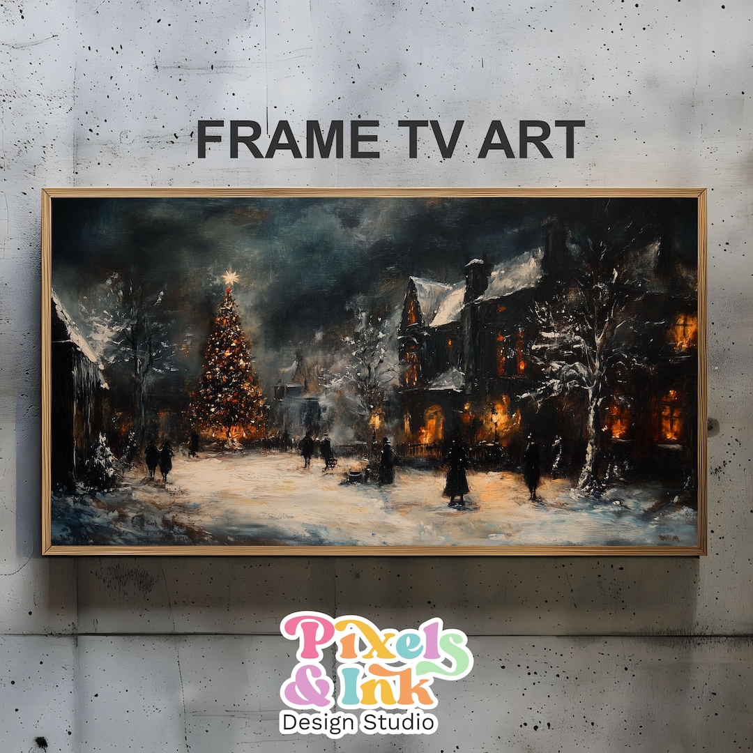 Christmas Village TV Art | Snowy Christmas Village TV Art | Victorian ...