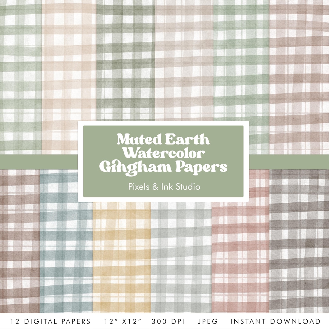 Watercolor Gingham Digital Paper - Gingham Digital Scrapbook Paper ...