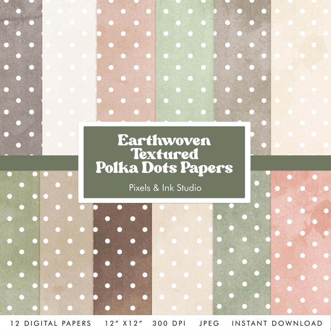Earthwoven Neutrals Dots Digital Paper - Polka Dots Digital Scrapbook ...