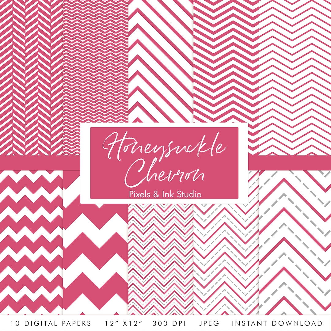 Honeysuckle Chevron Digital Paper - Chevron Digital Scrapbook Paper ...