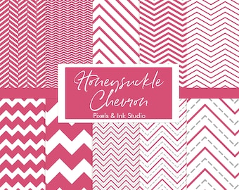 Pink Chevron Digital chevron Digital Paper Pack Scrapbook Paper Pack ...
