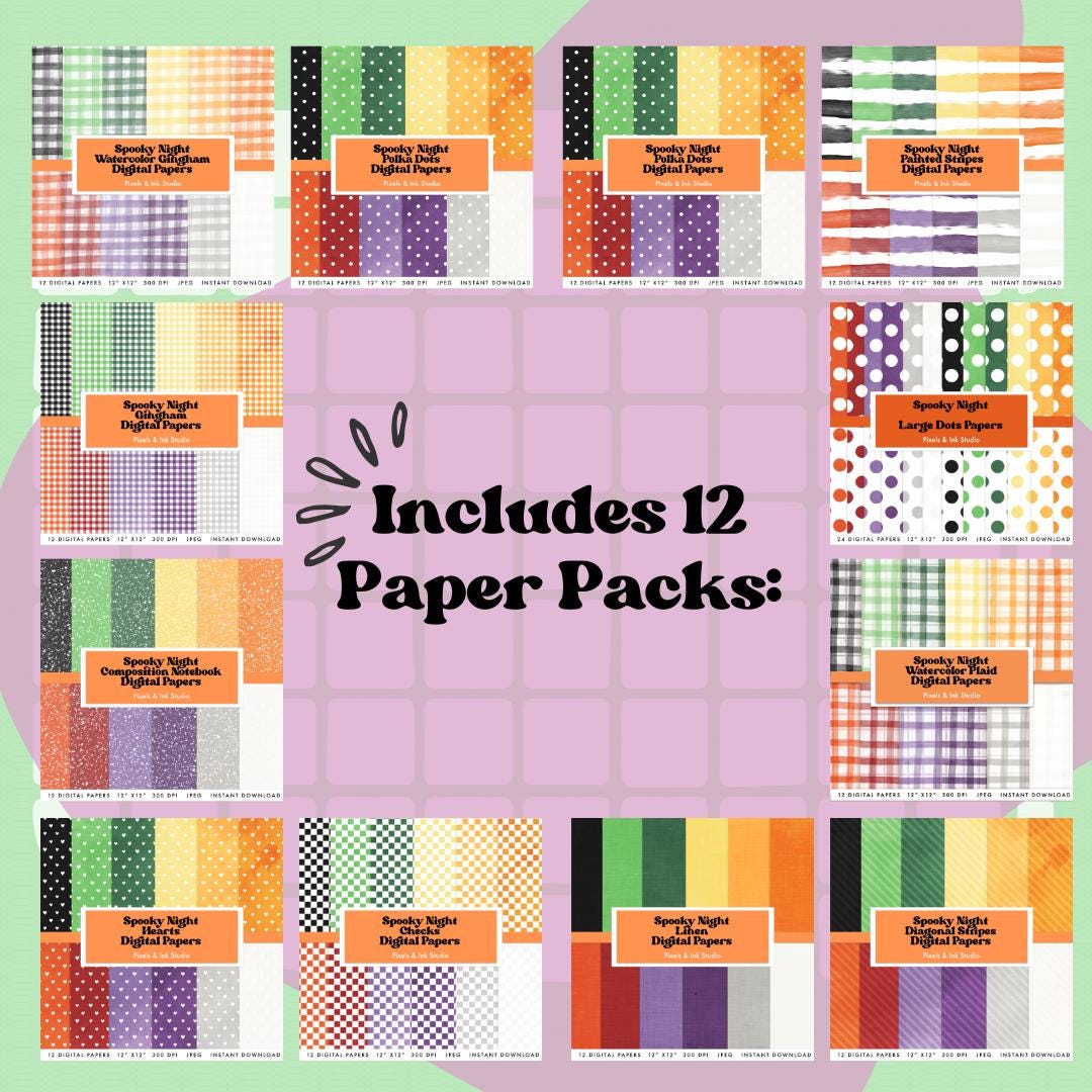 Spooky Night Digital Paper Bundle - Digital Scrapbook Paper Bundle ...