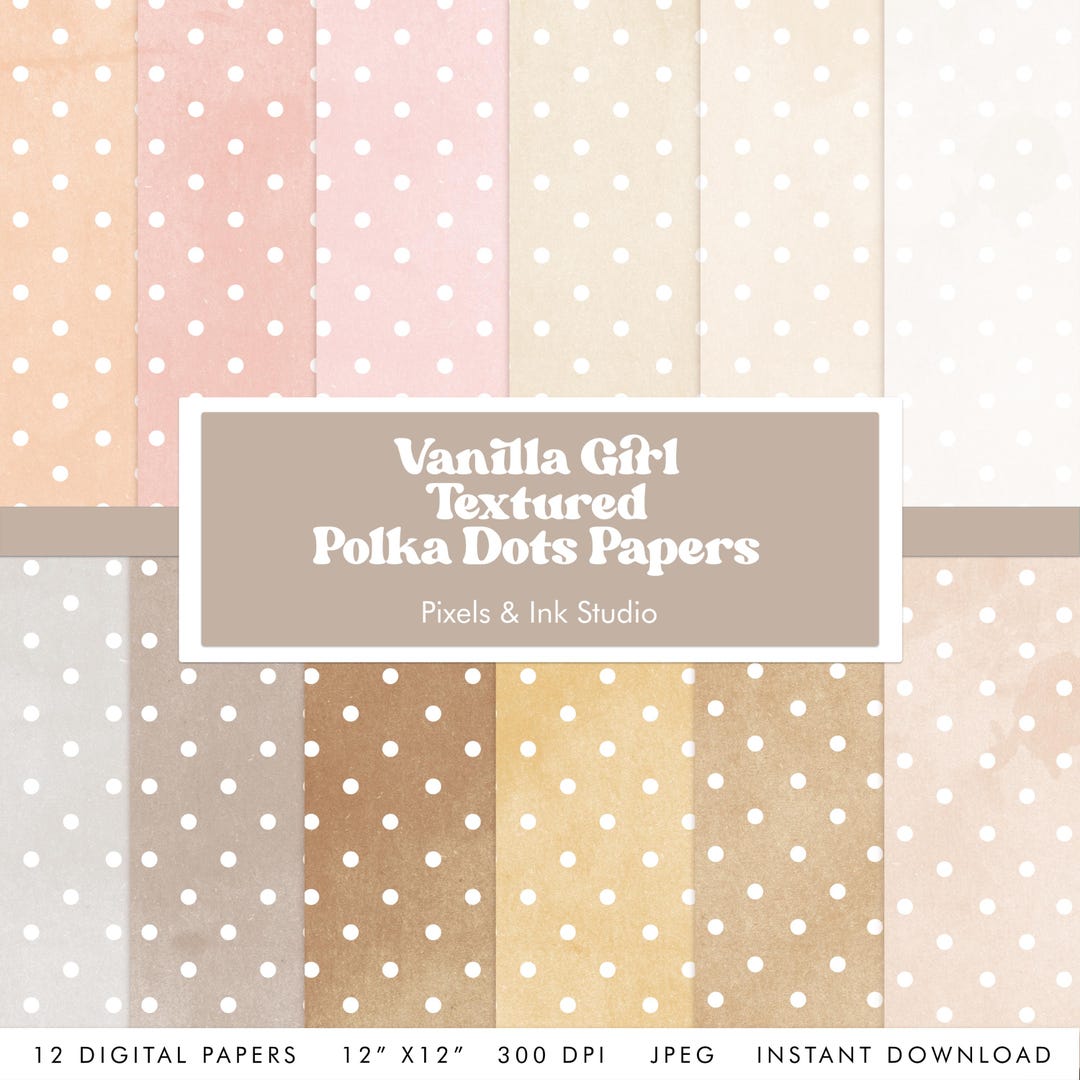 Vanilla Girl Polka Dots Digital Paper - Neutral Dots Digital Scrapbook ...