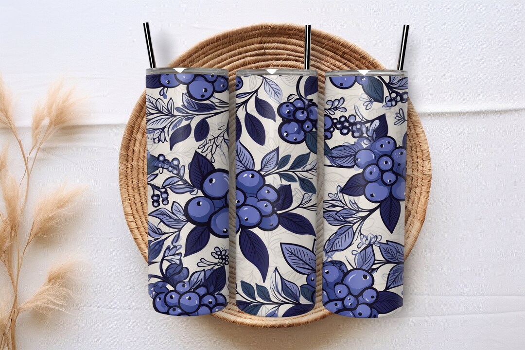 Blueberry Tumbler Wrap | Blue Tumbler Wrap | Blueberry Doodle Tumbler ...