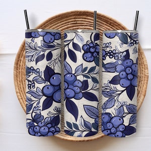 Blueberry Tumbler Wrap | Blue Tumbler Wrap | Blueberry Doodle Tumbler ...
