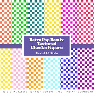 90s Colors Checkered Digital Paper - Retro Pop Remix Scrapbook ...