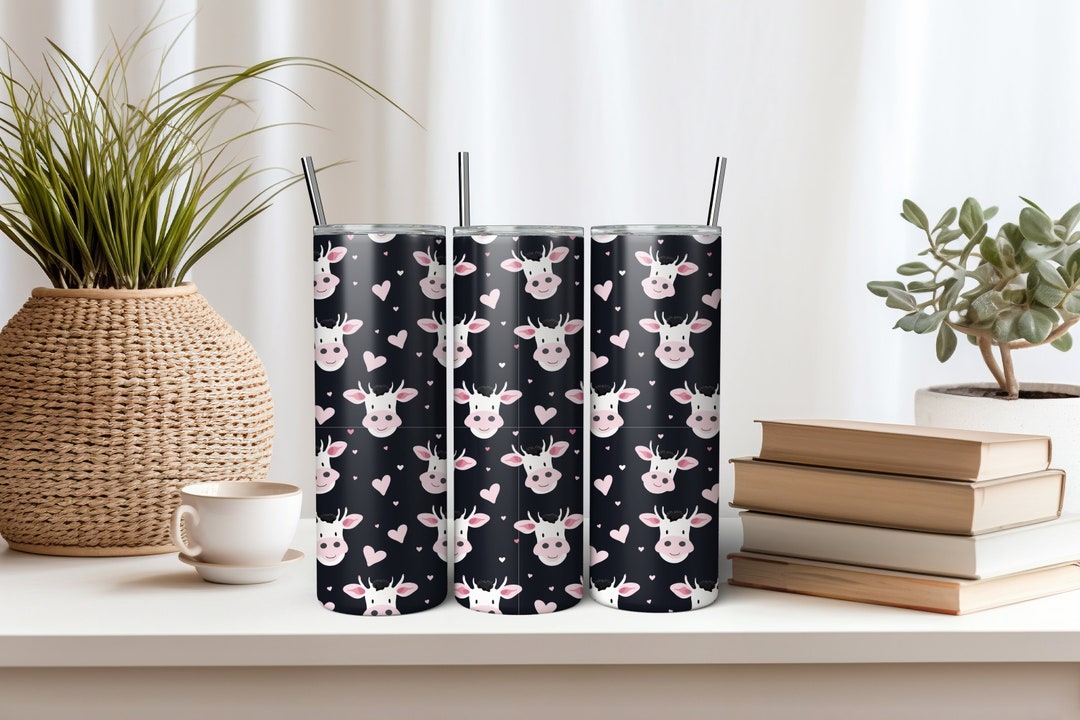 Cute Cow Tumbler Wrap | Cow Head Doodle Tumbler | Cute Cows Doodle ...