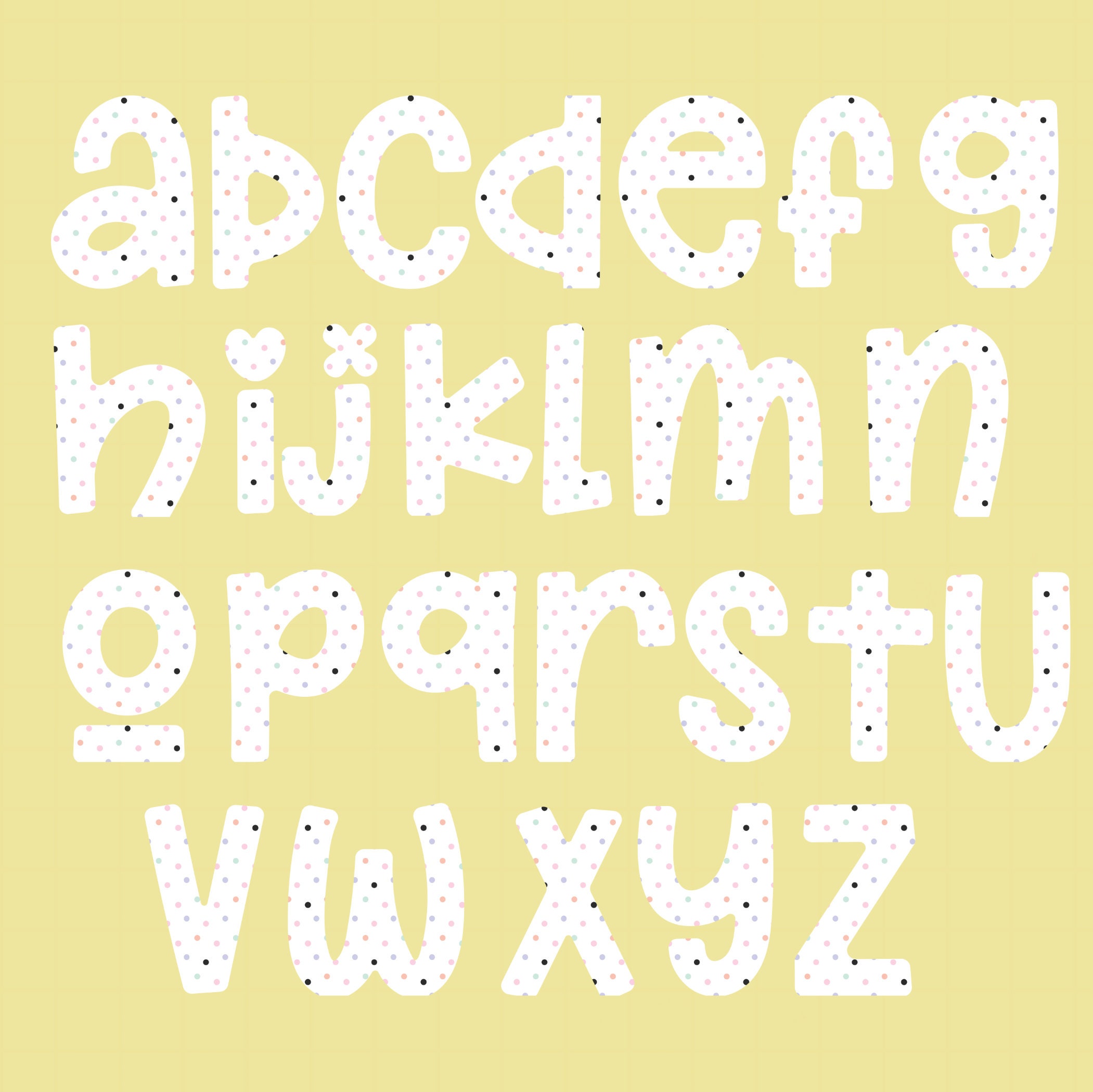 Spring Polka Dot Alpha Doodle Set Polka Dot Alphabet Letter Clipart ...