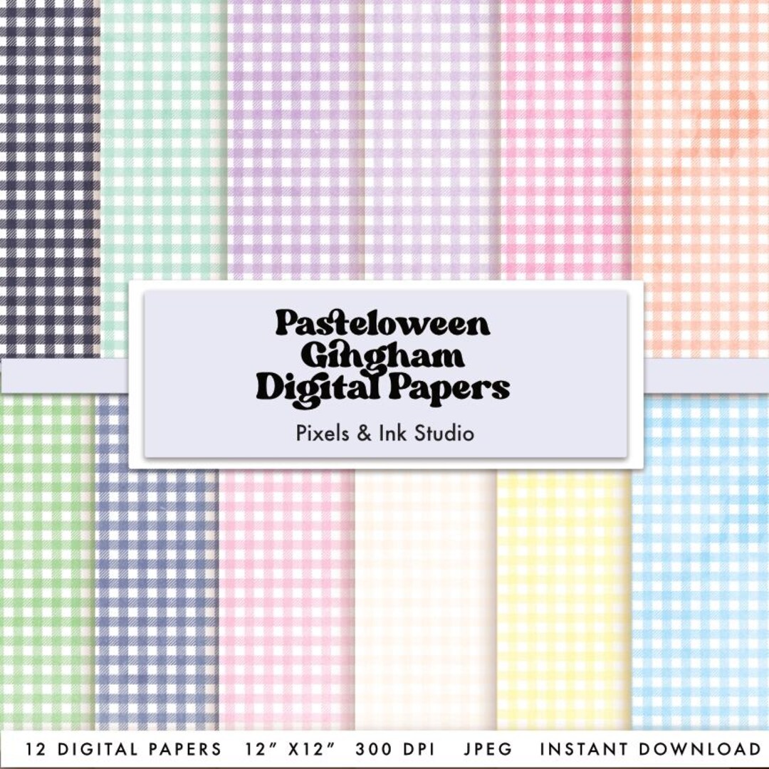 Pasteloween Gingham Digital Paper - Gingham Digital Scrapbook Paper ...