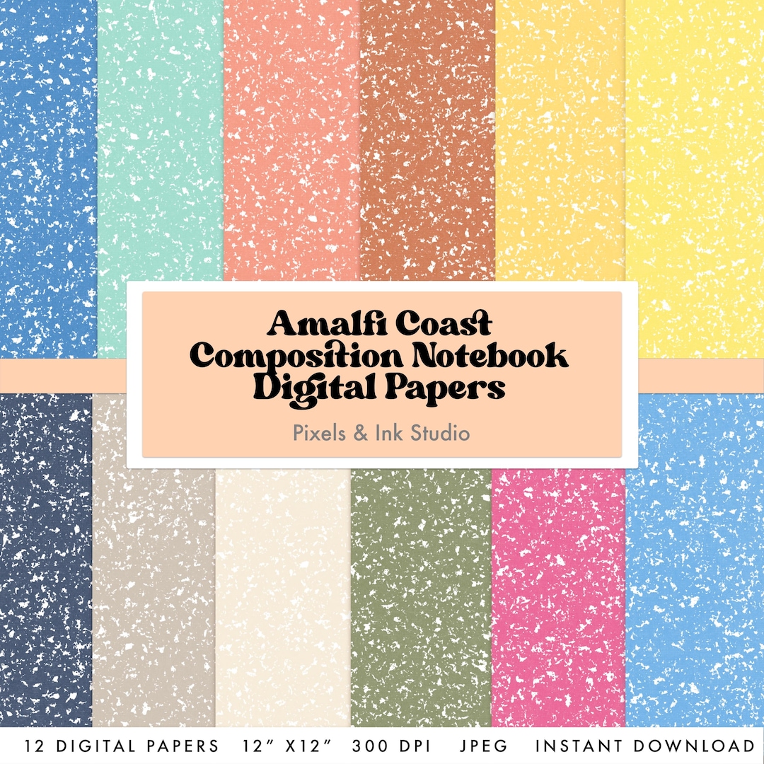 Amalfi Coast Composition Notebook Digital Paper - Notebook Digital ...