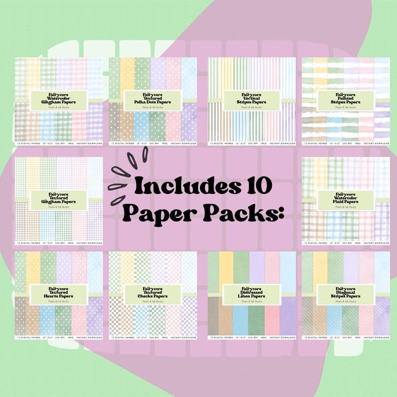 Fairycore Aesthetic Digital Paper Bundle - Digital Scrapbook Paper ...