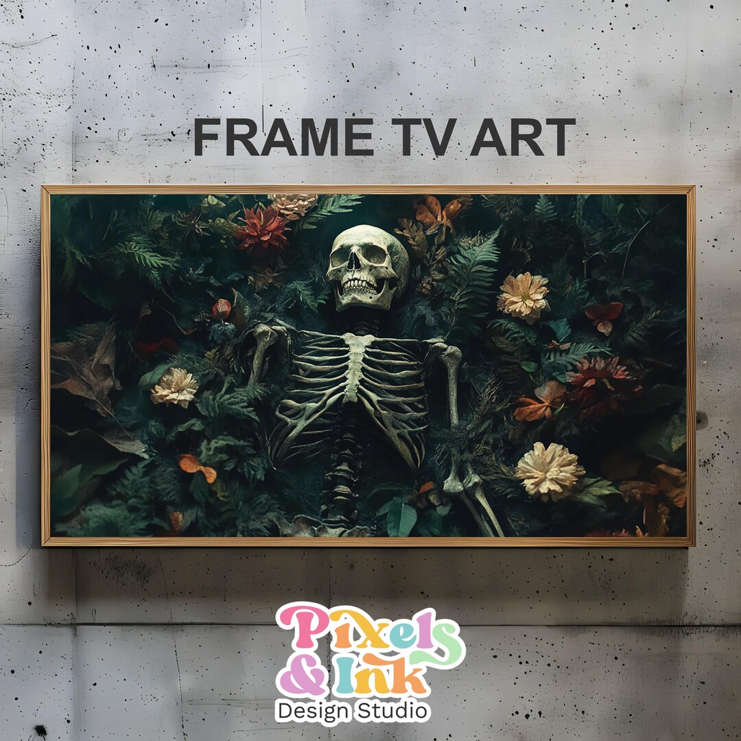 Skeleton TV Art | Flower TV Art | Frame TV Art | Skeleton Floral ...