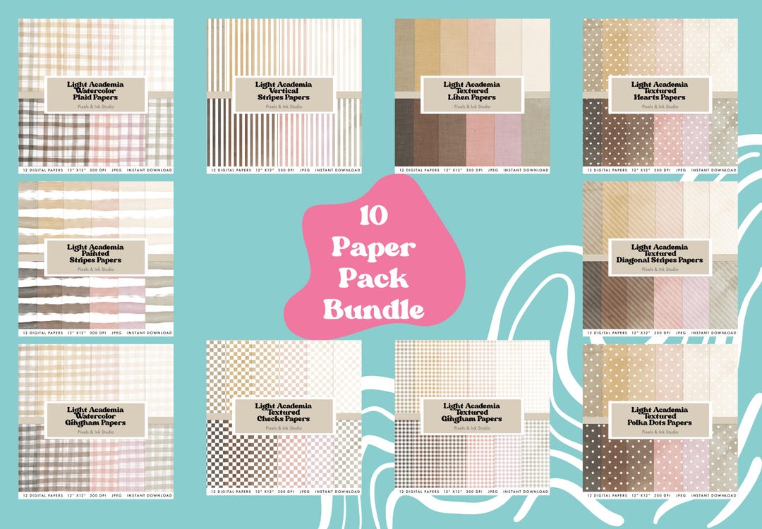 Light Academia Digital Paper Bundle - Digital Scrapbook Paper Bundle ...