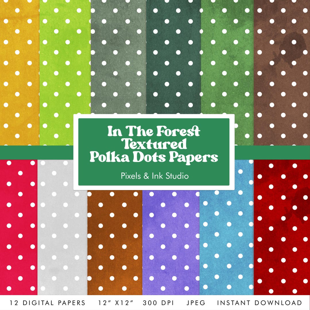 Forestcore Polka Dots Digital Paper - Dots Digital Scrapbook Paper ...