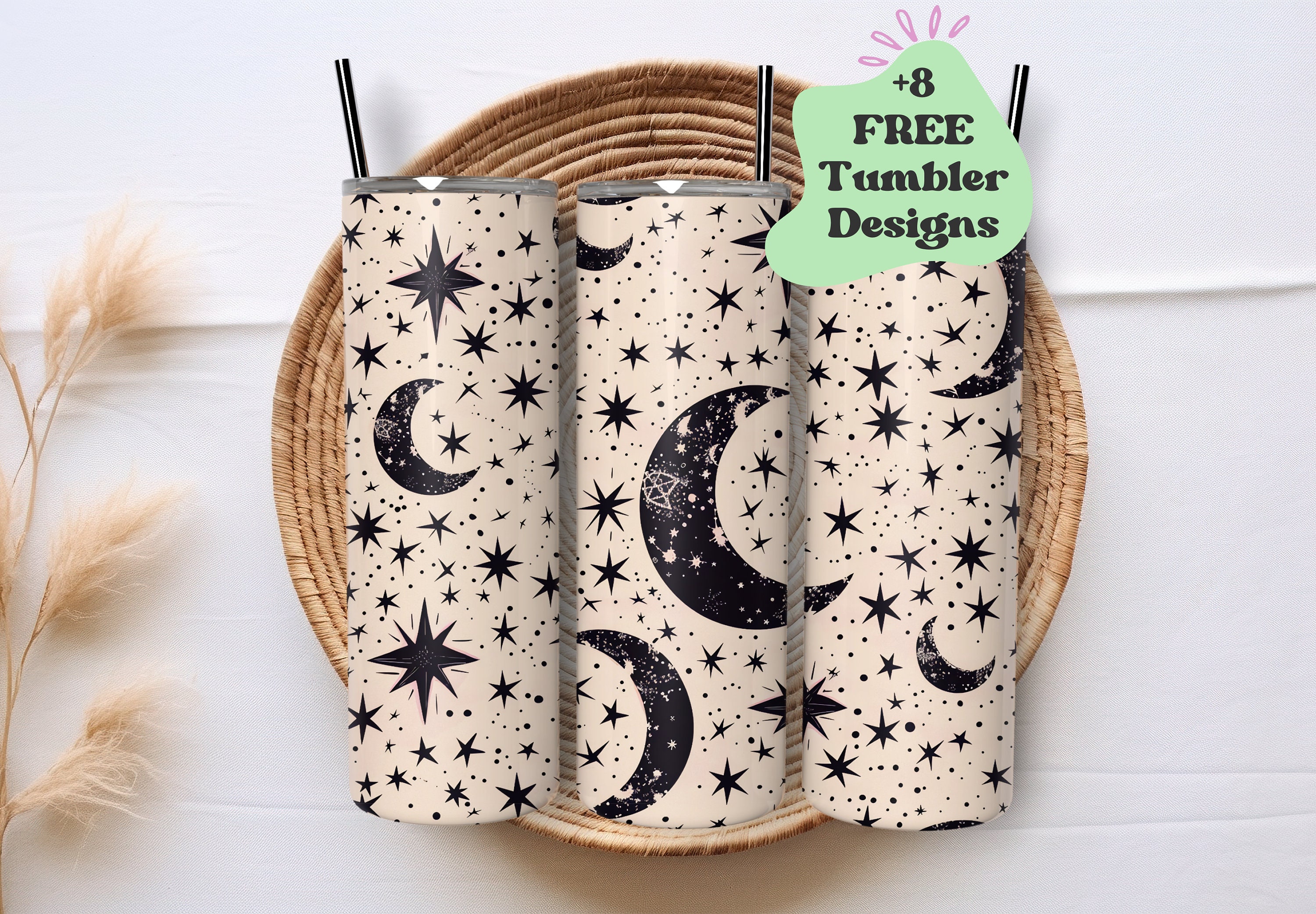 Celestial Tumbler Wrap | Crescent Moon Tumbler | Moon and Stars Tumbler ...