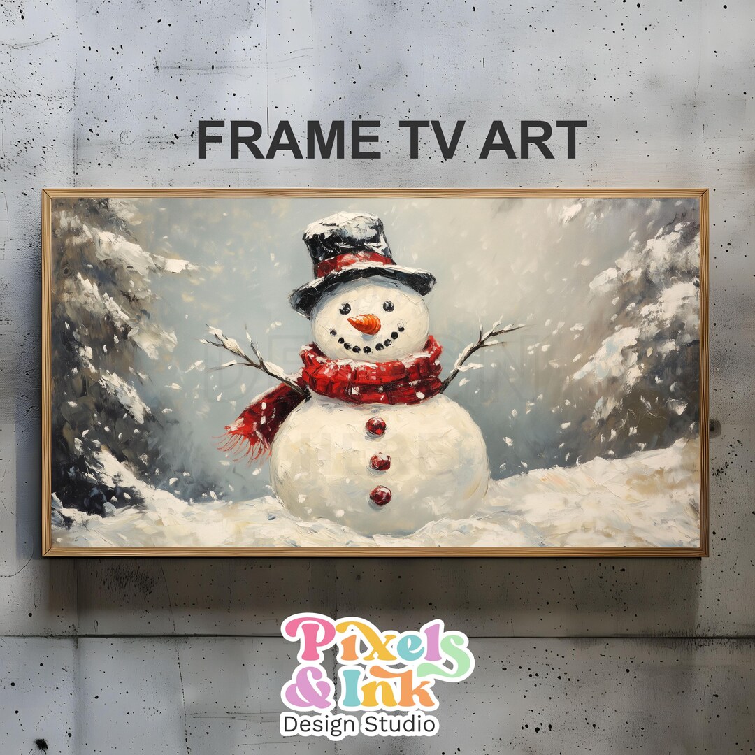 Snowman TV Art | Vintage Snowman TV Art | Red Scarf Snowman Frame TV ...