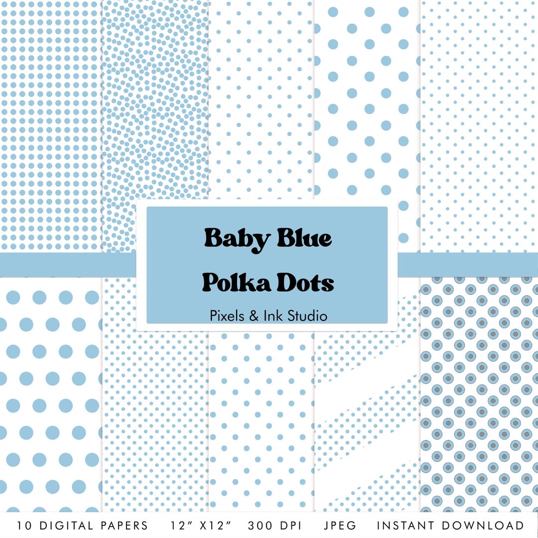 Baby Blue Polka Dots Digital Paper - Dots Digital Scrapbook Paper ...