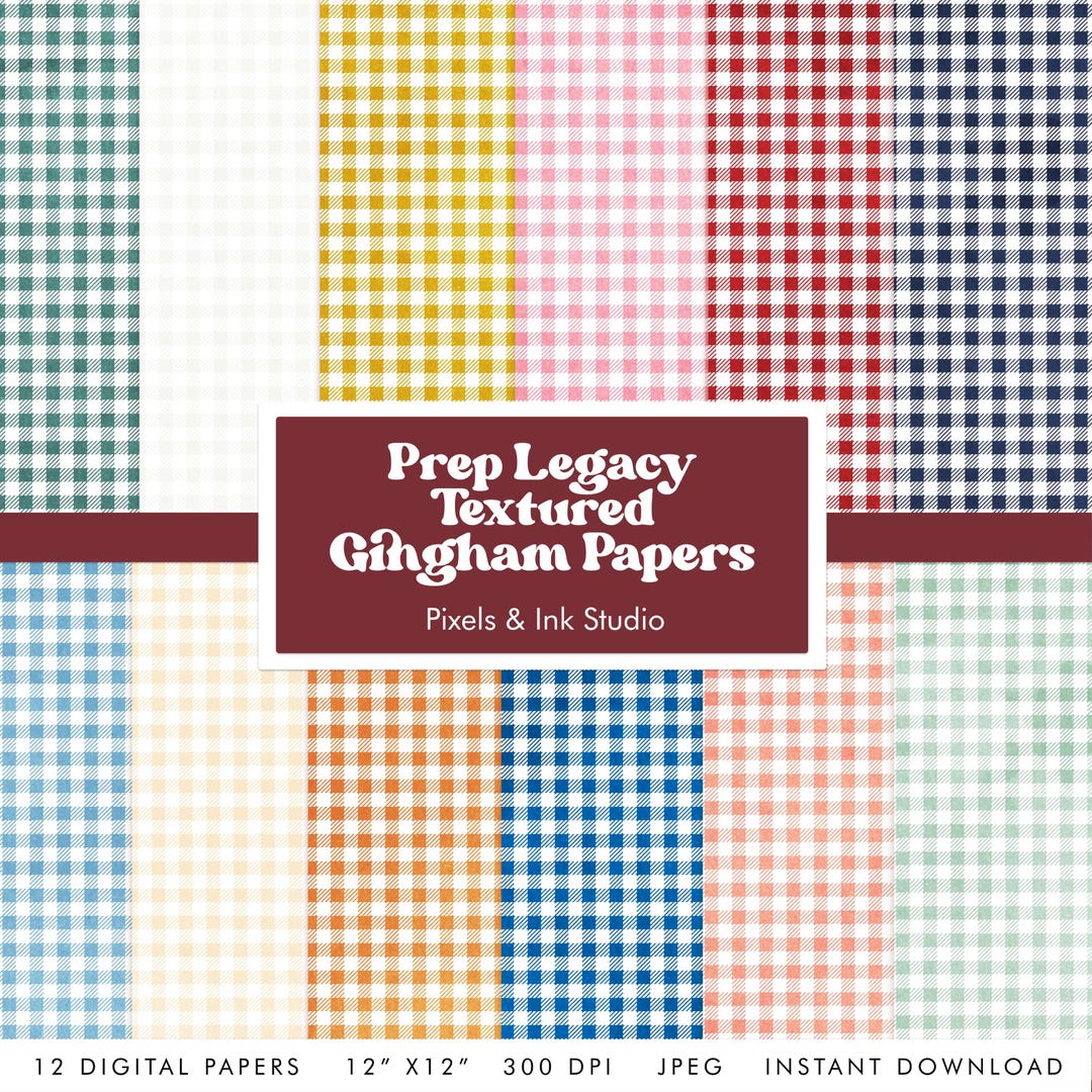 Preppy Gingham Digital Paper - Gingham Digital Scrapbook Paper - Ivy ...